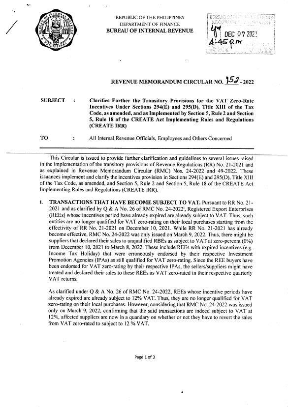 Further Clarifications On The Vat Rules For Registered Business Enterprises Rbes Under The