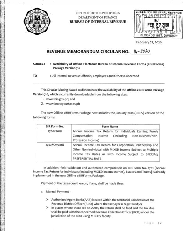 Availability of new offline eBIRForms Package v7.6 | Grant Thornton